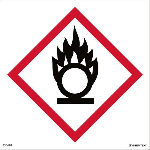 Varoitusmerkki Hapettavat aineet ghs03 - Systemtext - Witre.fi