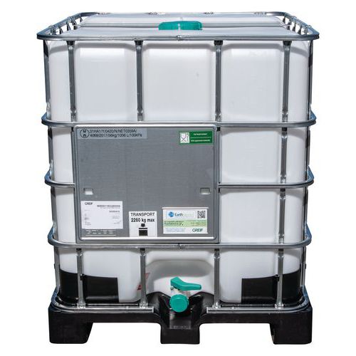IBC-säiliö, jossa muovilava ja teräshäkki, 1000 L - Witre.fi